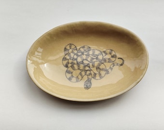 Snake Bowl - Ceramic Plate, Clay Dish, Animal Art, Viper Drawing ...