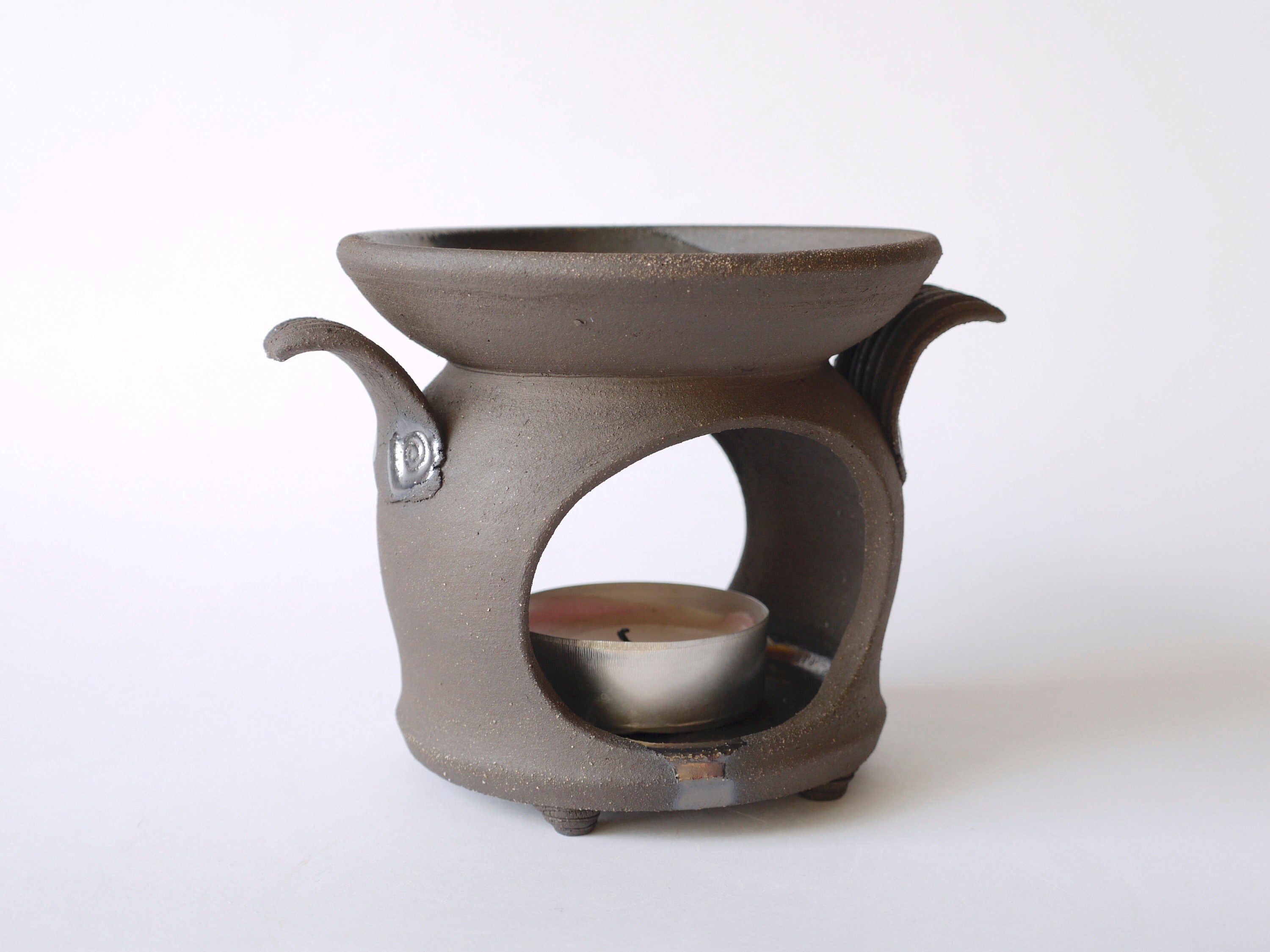 Black Ceramic Essential Oil Burner Candle Holder Handmade - Etsy