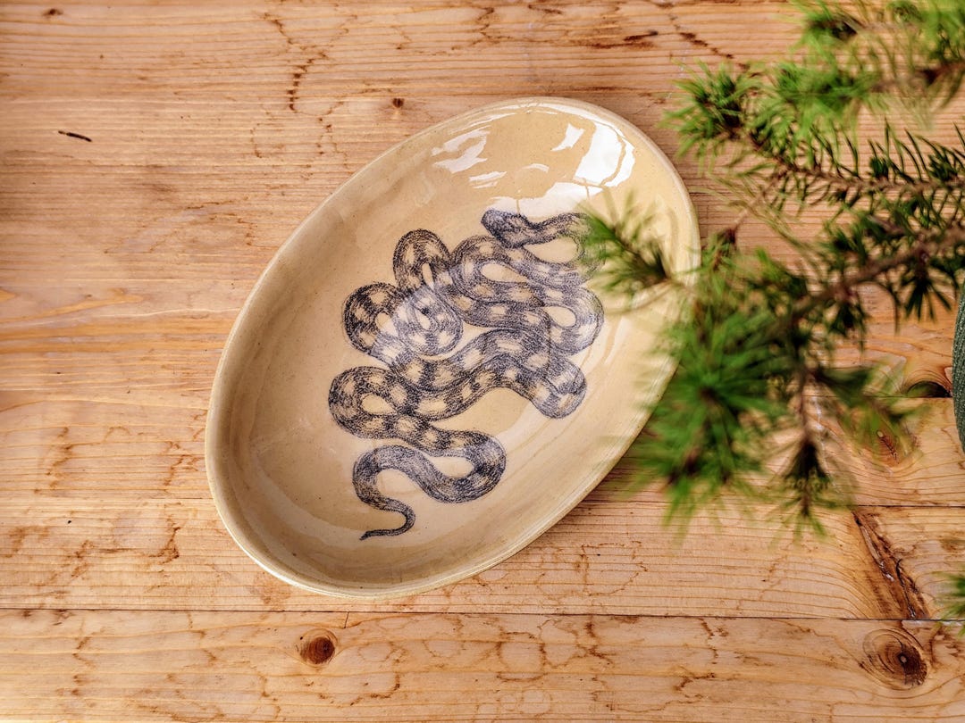 Snake Bowl - Ceramic Plate, Clay Dish, Animal Art, Viper Drawing ...
