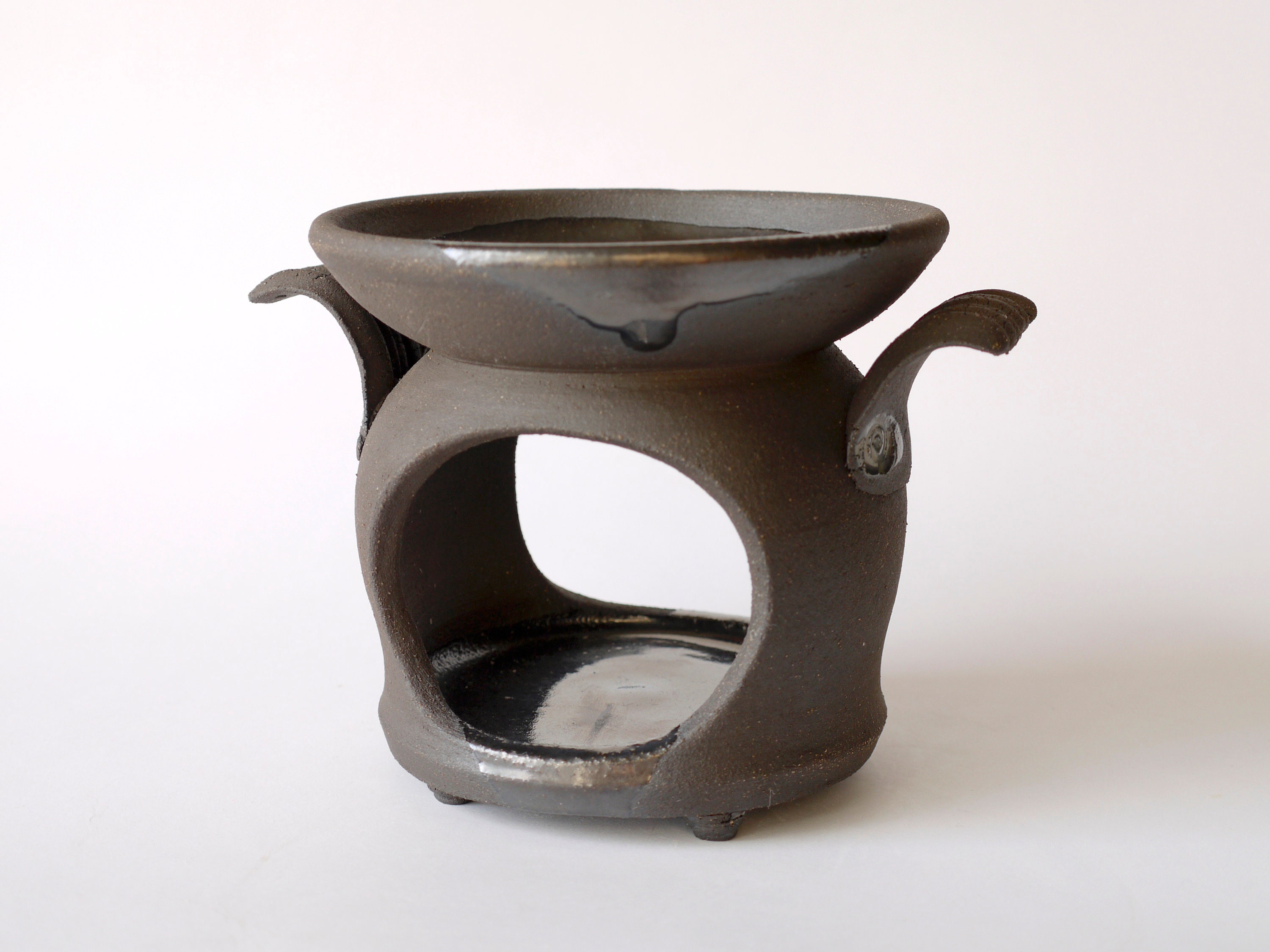 Black Ceramic Essential Oil Burner Candle Holder Handmade - Etsy