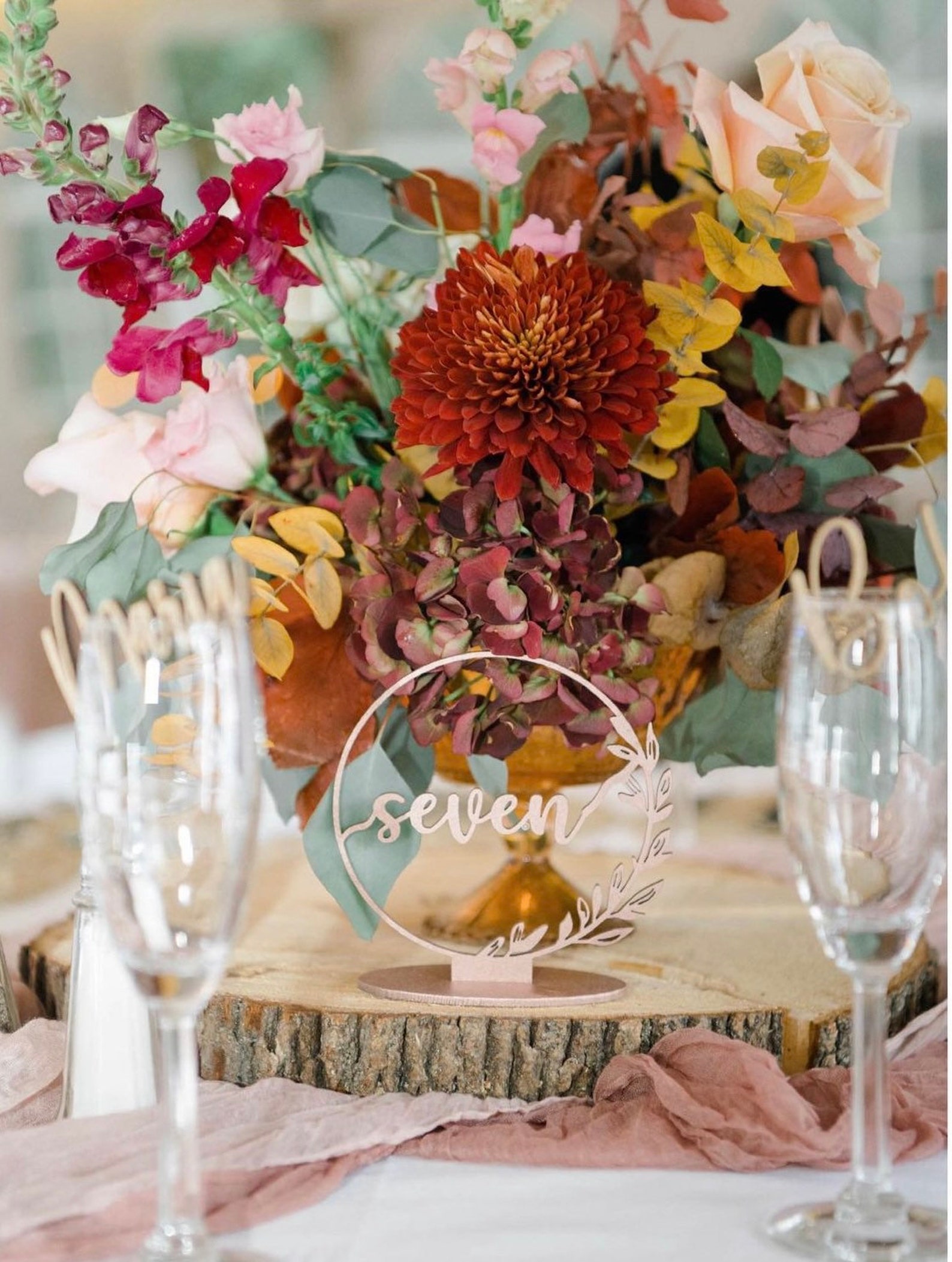 Table Number Sign, Circle Floral Table Numbers, Wedding Table Numbers ...