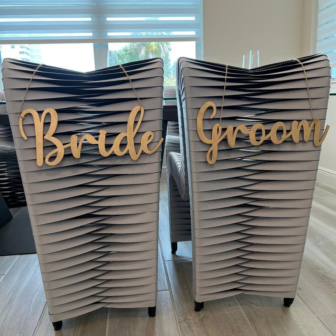 Bride and Groom Chair Signs, Wedding Chair Signs, Wedding Chair ...