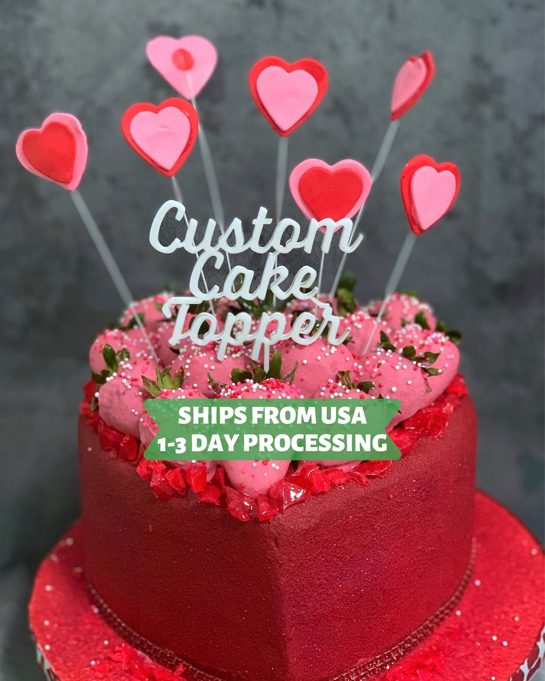Small Custom Cake Topper, Laser Cut Acrylic 3 Line Personalized Cake ...