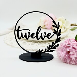 Table Numbers, Circle Floral Table Numbers, Wedding Table Numbers, Wood ...