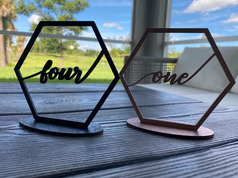 Wedding Numbers, Hexagon Table Numbers, Gold, Silver, Rose Gold Table ...