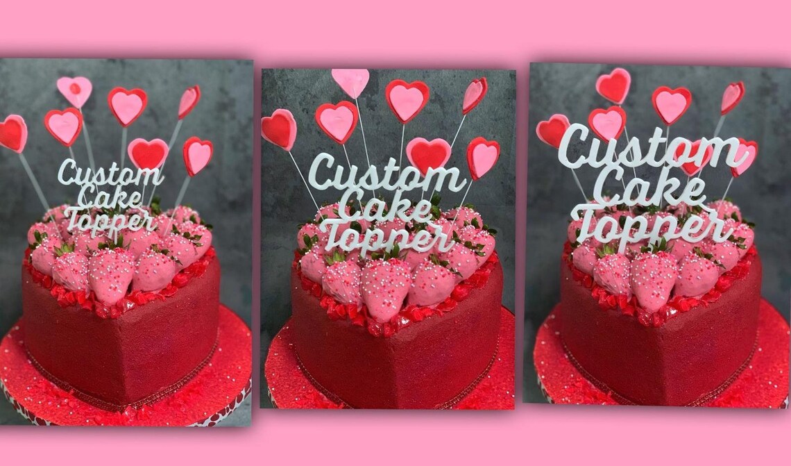 Small Custom Cake Topper, Laser Cut Acrylic 3 Line Personalized Cake ...