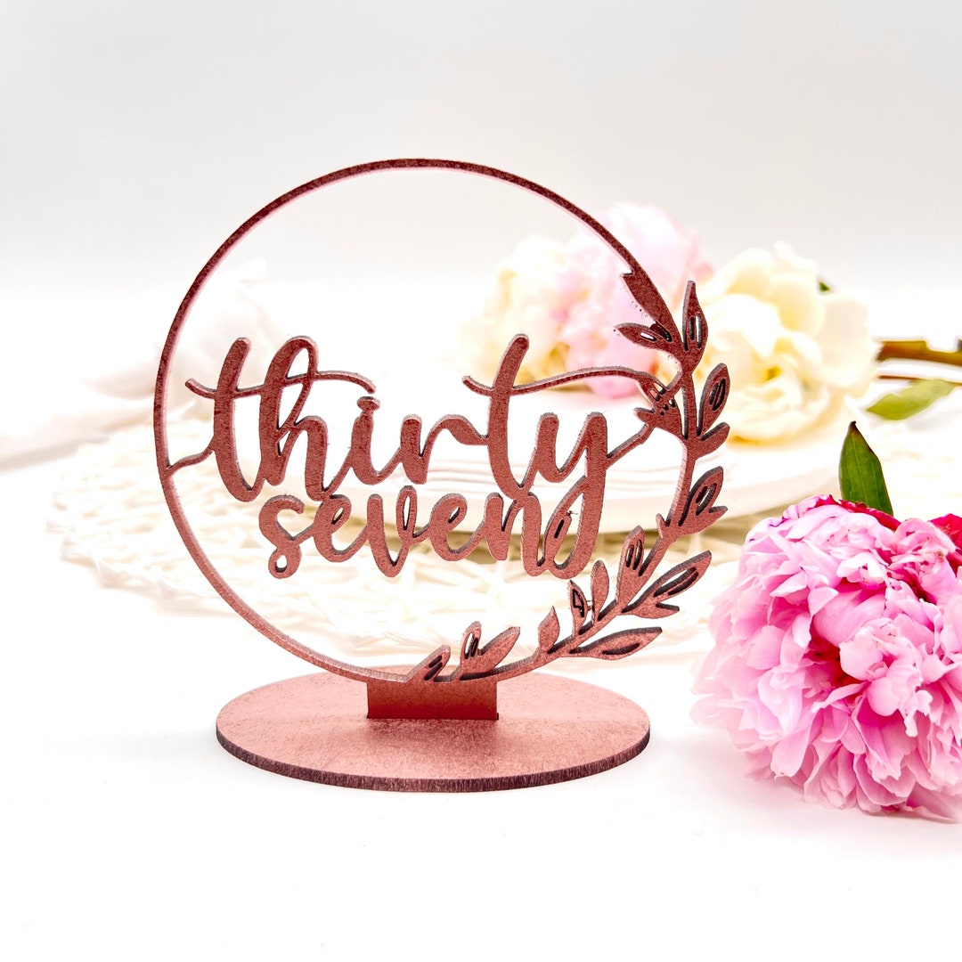 Table Numbers, Circle Floral Table Numbers, Wedding Table Numbers, Wood ...