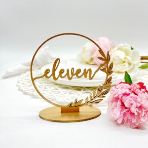 Table Numbers, Circle Floral Table Numbers, Wedding Table Numbers, Wood ...