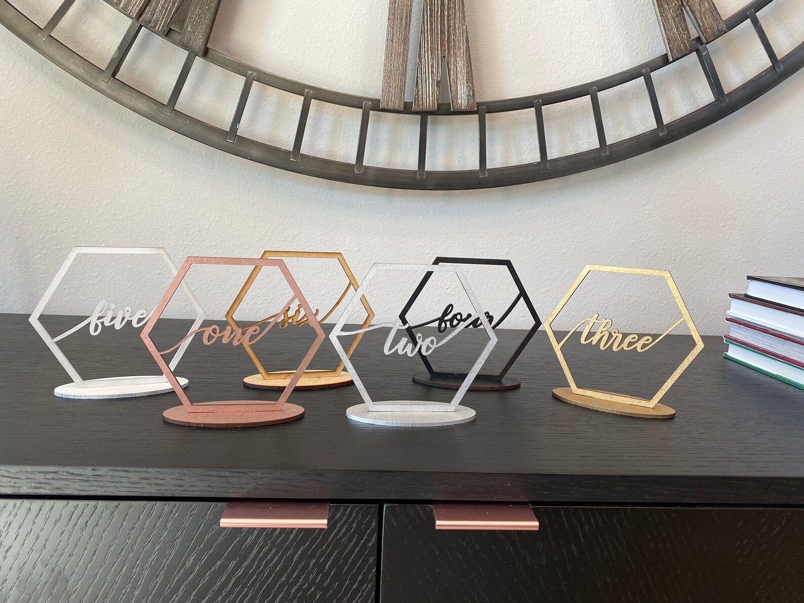 Wedding Numbers Hexagon Table Numbers Gold Silver Rose - Etsy