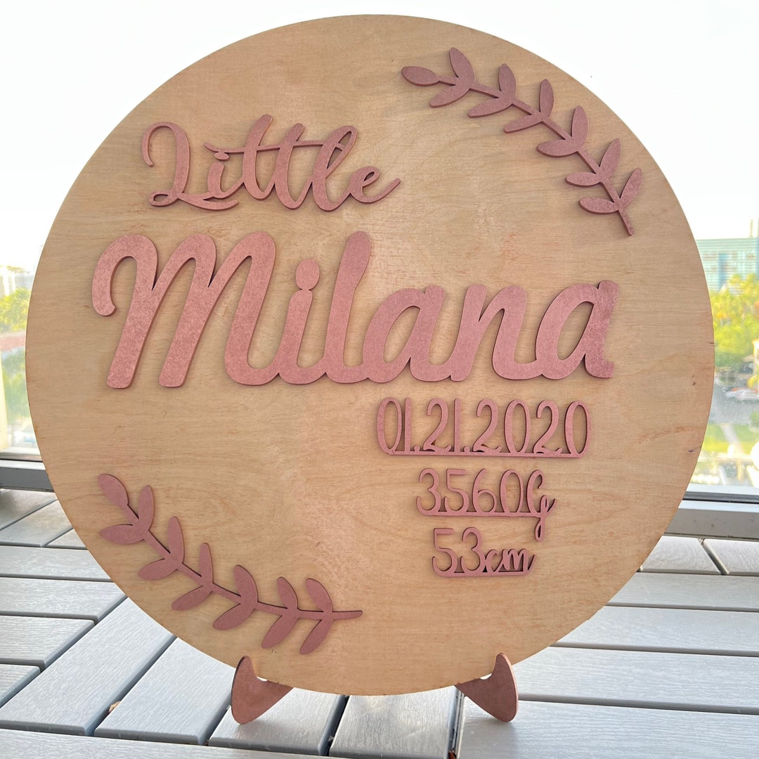 Nursery Name Sign, Baby Birth Stat Sign,new Baby Wall Sign,baby Shower ...