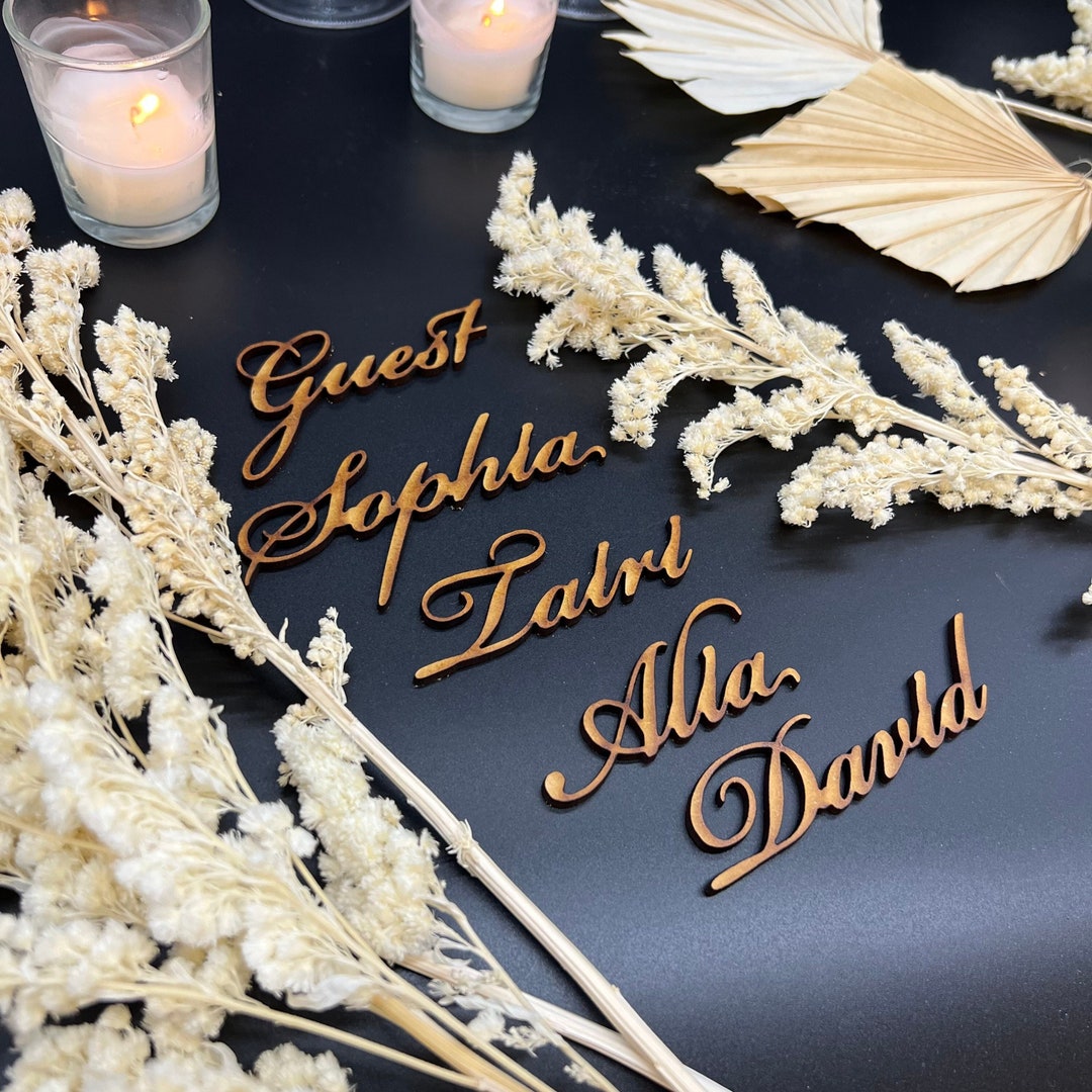Birthday Name Tags, Wedding Place Names, Custom Wood & Acrylic Names ...