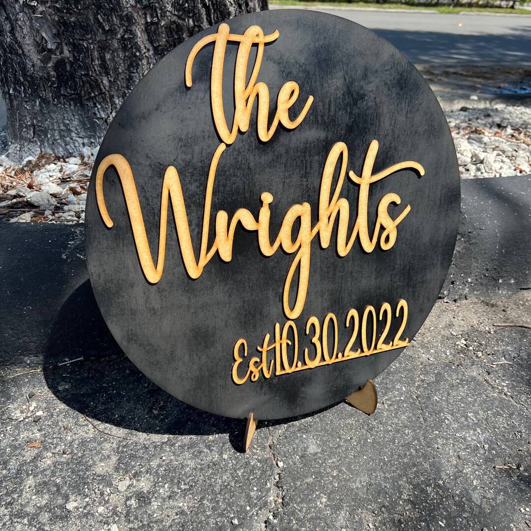 Family Name Wedding Welcome Sign, Round Wood 3D Wedding Sign, Mr&mrs ...