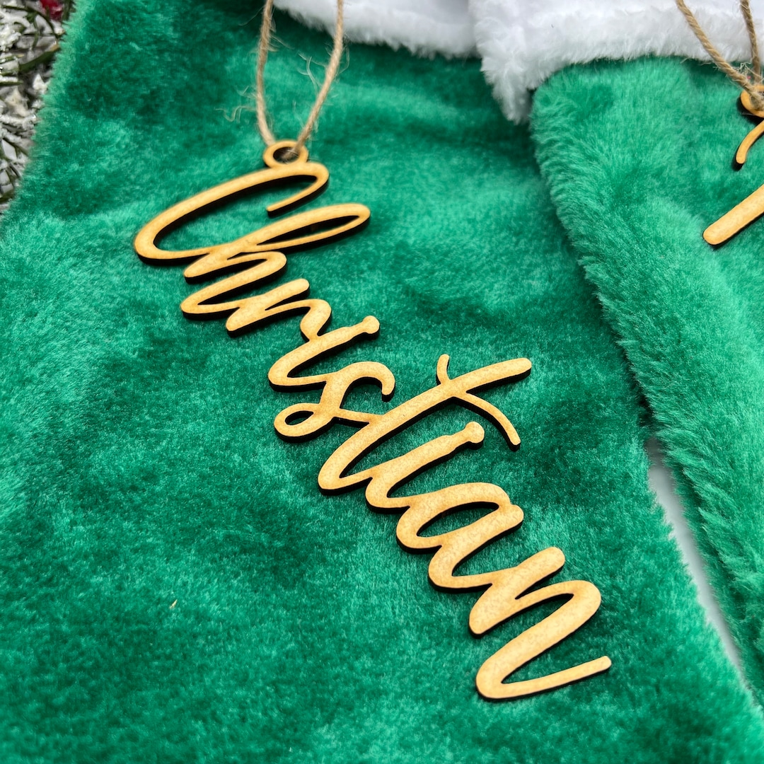 Personalized Stocking Name Tag, Christmas Wooden Custom Name Stocking ...