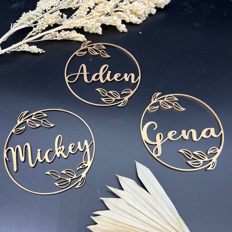 Birthday Floral Name Tags, Wedding Wooden Table Setting Name Signs ...