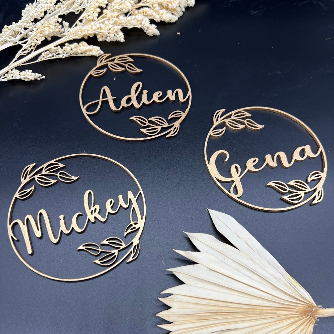 Birthday Floral Name Tags, Wedding Wooden Table Setting Name Signs ...