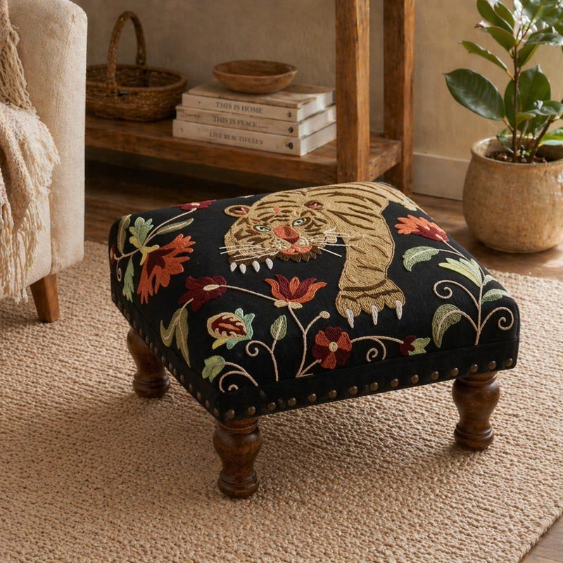 Cushioned Wood Foot Stool - Etsy