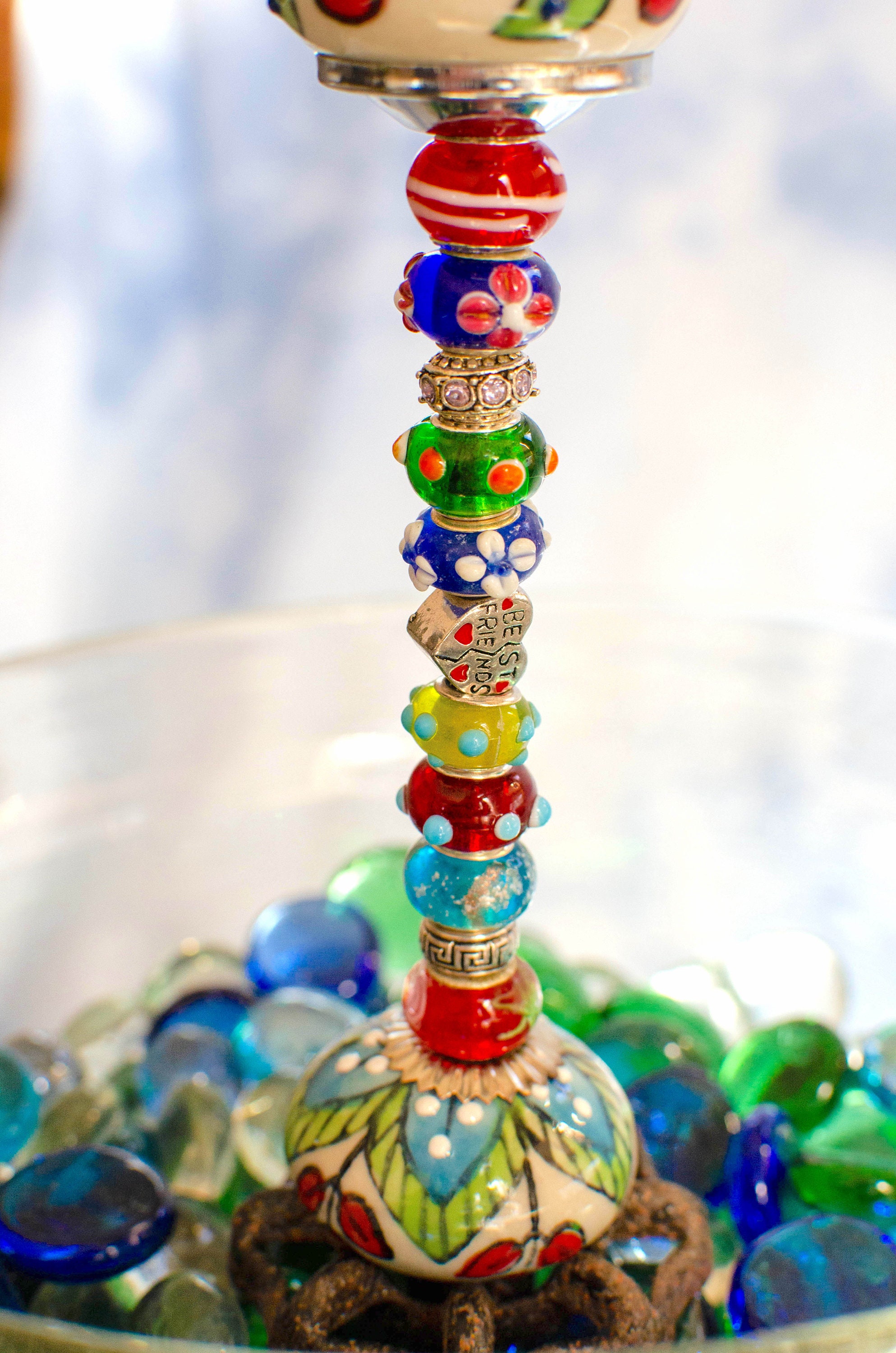 18 Unique Whimsical Beaded Garden Wands With Colorful Knobs & Hose ...