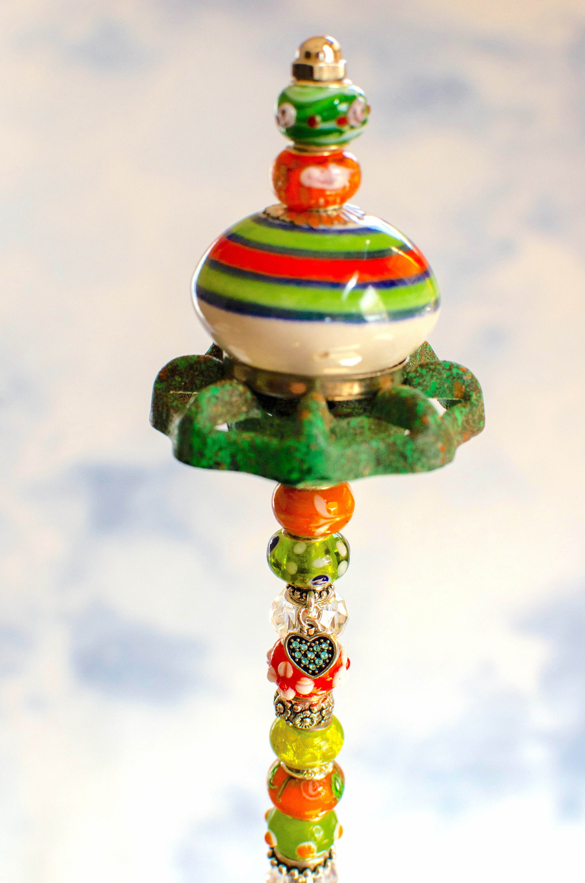 18 Unique Whimsical Beaded Garden Wands With Colorful Knobs & Hose ...