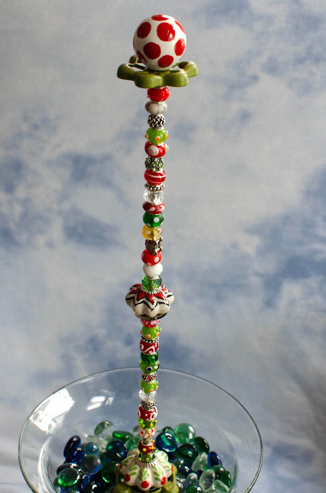 Unique Whimsical Beaded Wands With Colorful Knobs & Hose Valves – Red ...