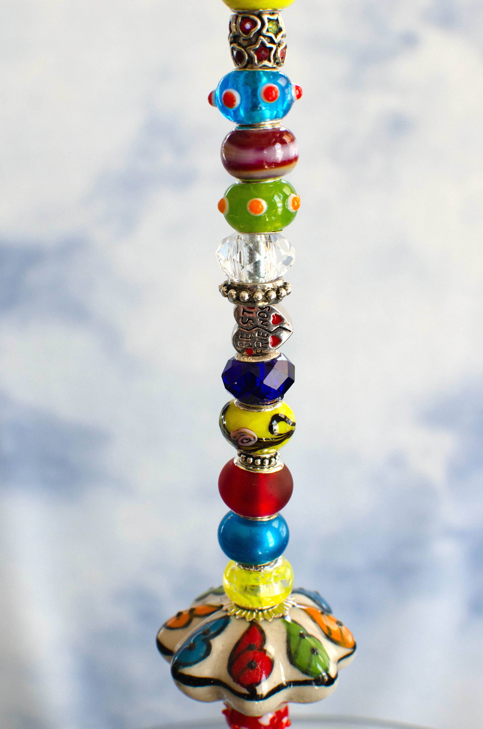 18” Unique Whimsical Beaded Garden Wands With Colorful Knobs & Hose ...