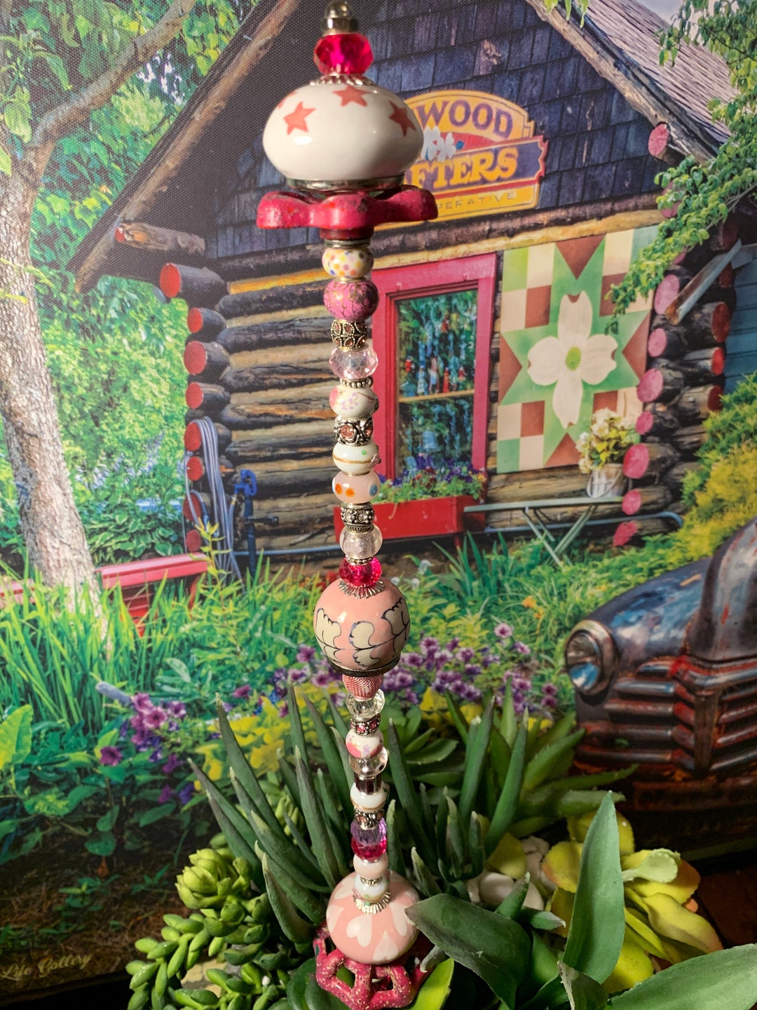 18” Unique Whimsical Beaded Wands With Colorful Knobs & Hose Valves ...