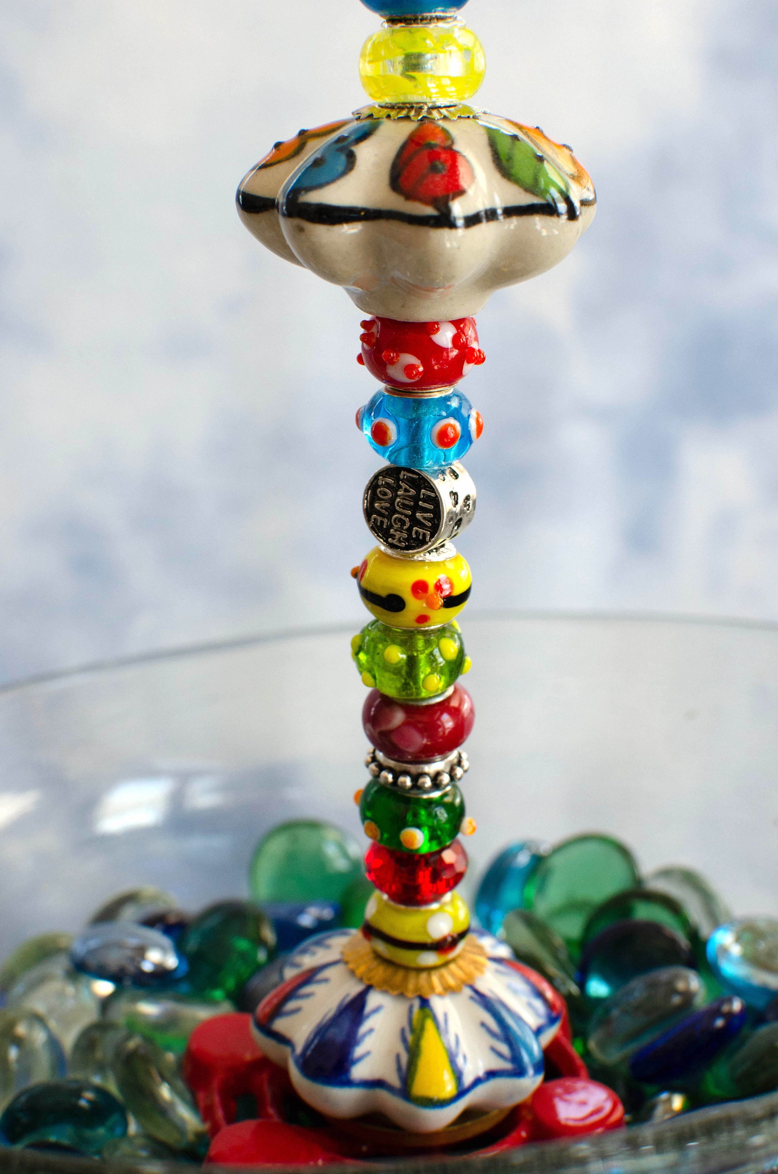18 Unique Whimsical Beaded Garden Wands With Colorful Knobs & Hose ...