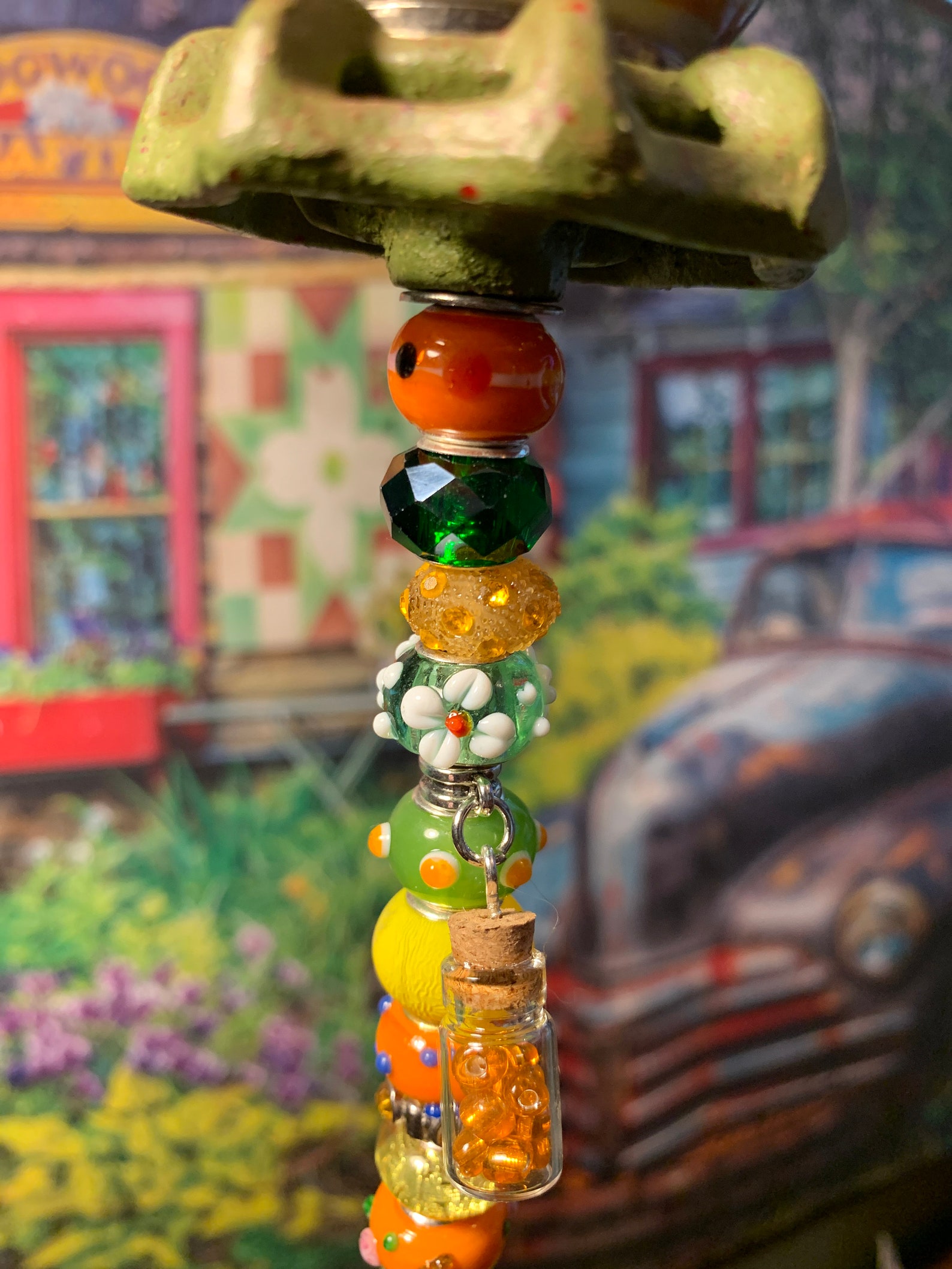 18” Unique Whimsical Beaded Wand With Colorful Knobs & Hose Valves ...