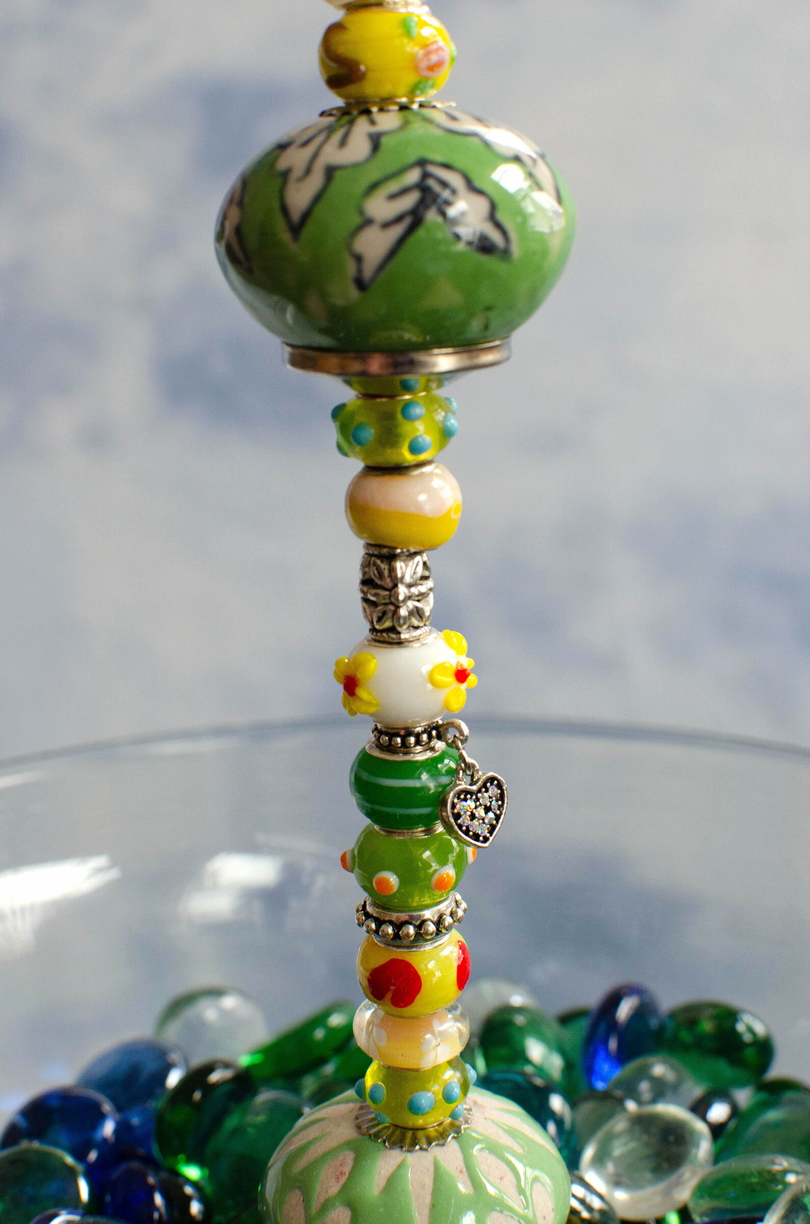 18” Unique Whimsical Beaded Garden Wands With Colorful Knobs & Hose ...