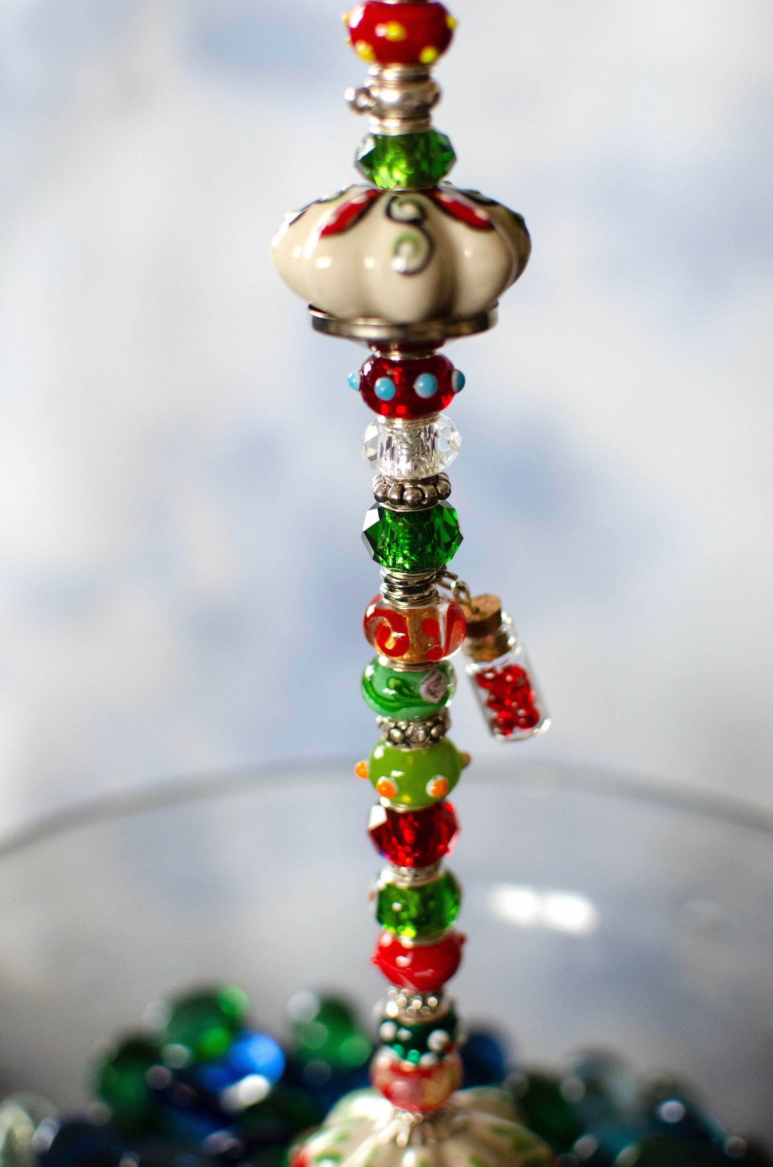 18” Unique Whimsical Beaded Garden Wands With Colorful Knobs & Hose ...