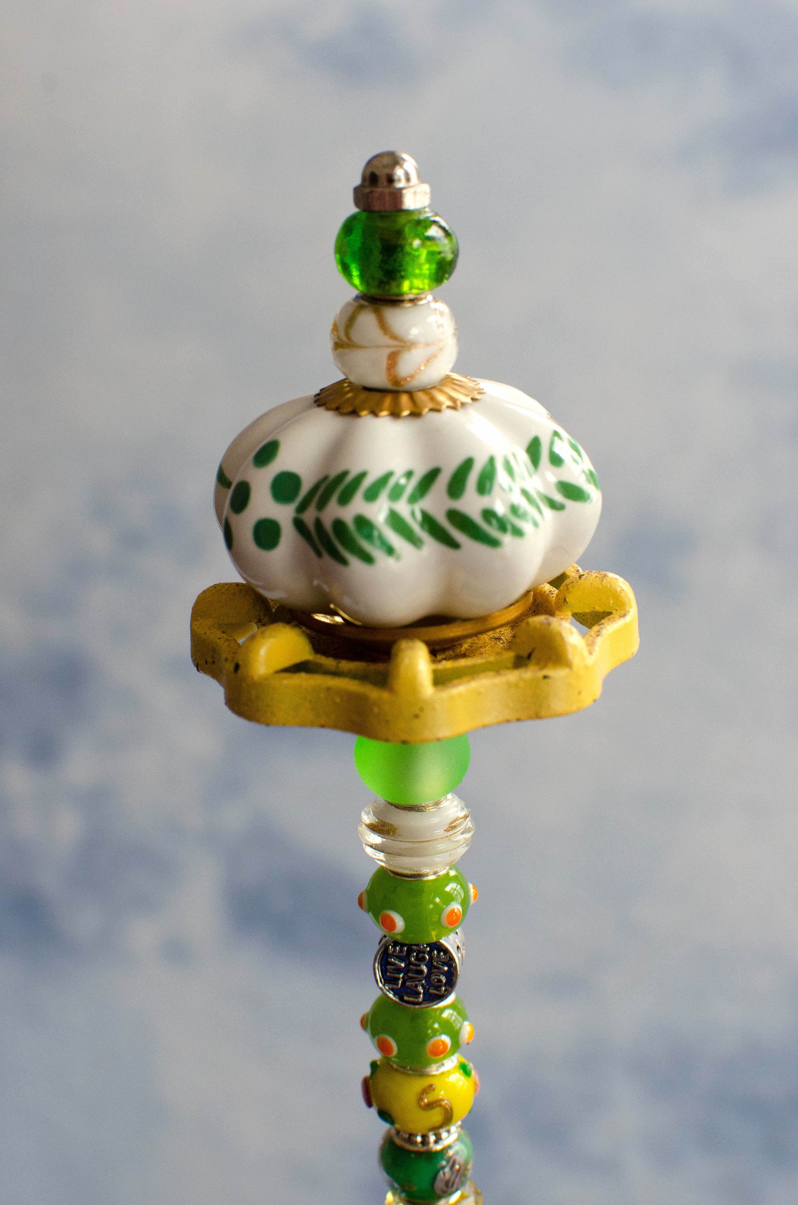 18” Unique Whimsical Beaded Garden Wands With Colorful Knobs & Hose ...