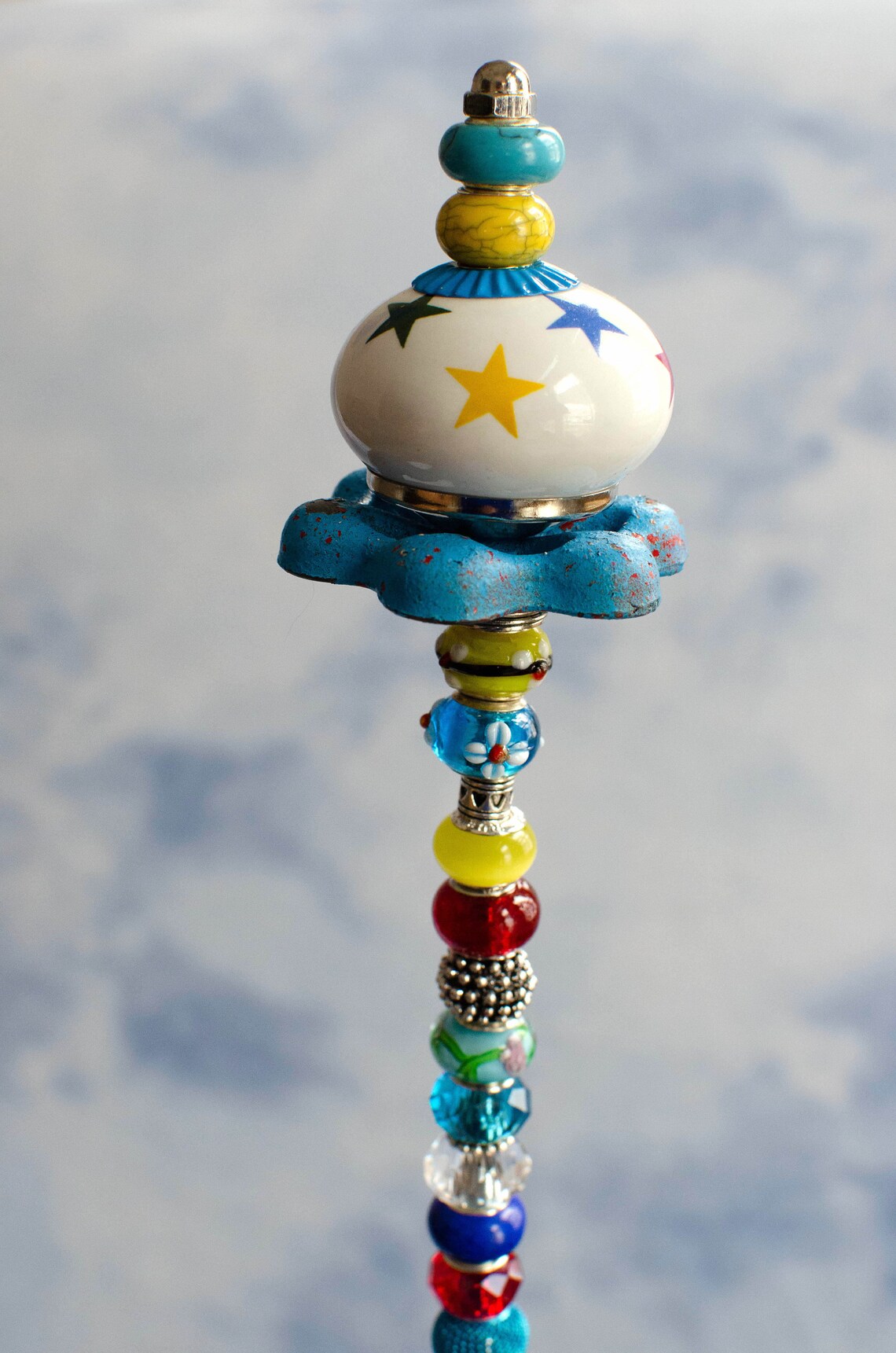 18 Unique Whimsical Beaded Garden Wands With Colorful Knobs & - Etsy