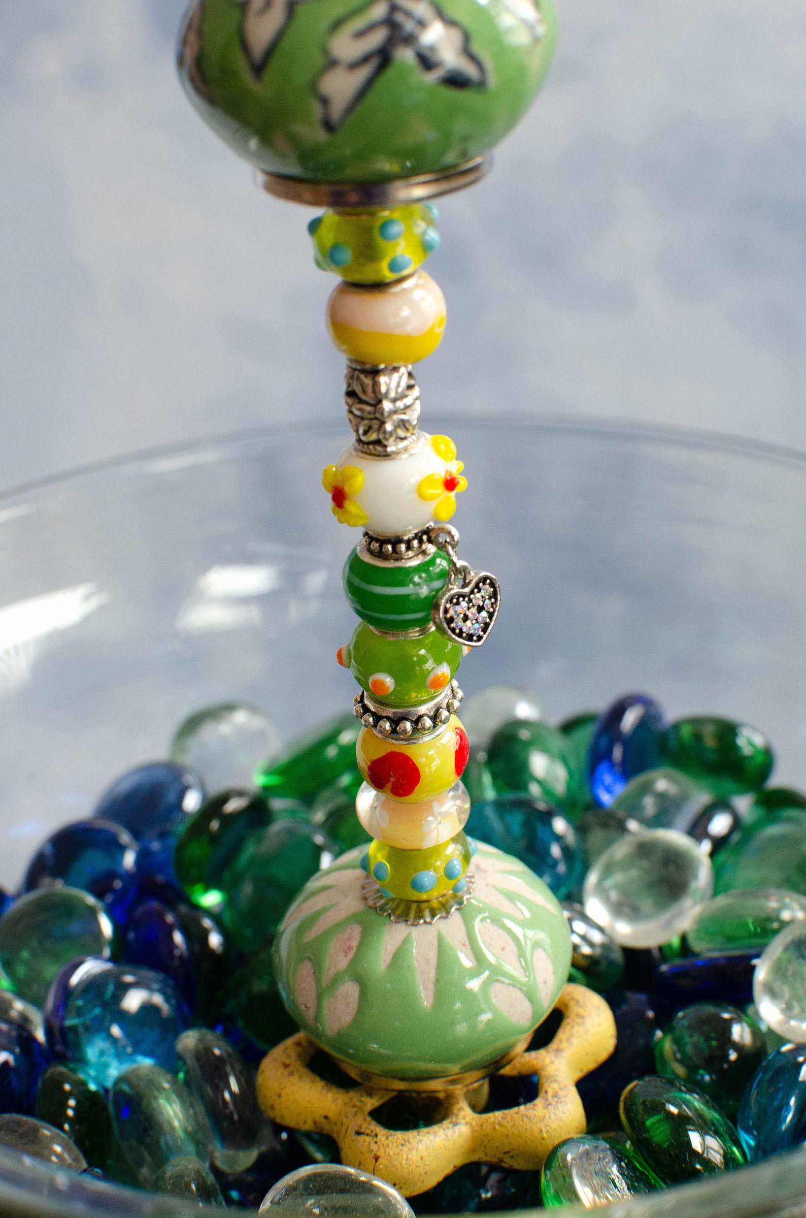 18” Unique Whimsical Beaded Garden Wands With Colorful Knobs & Hose ...