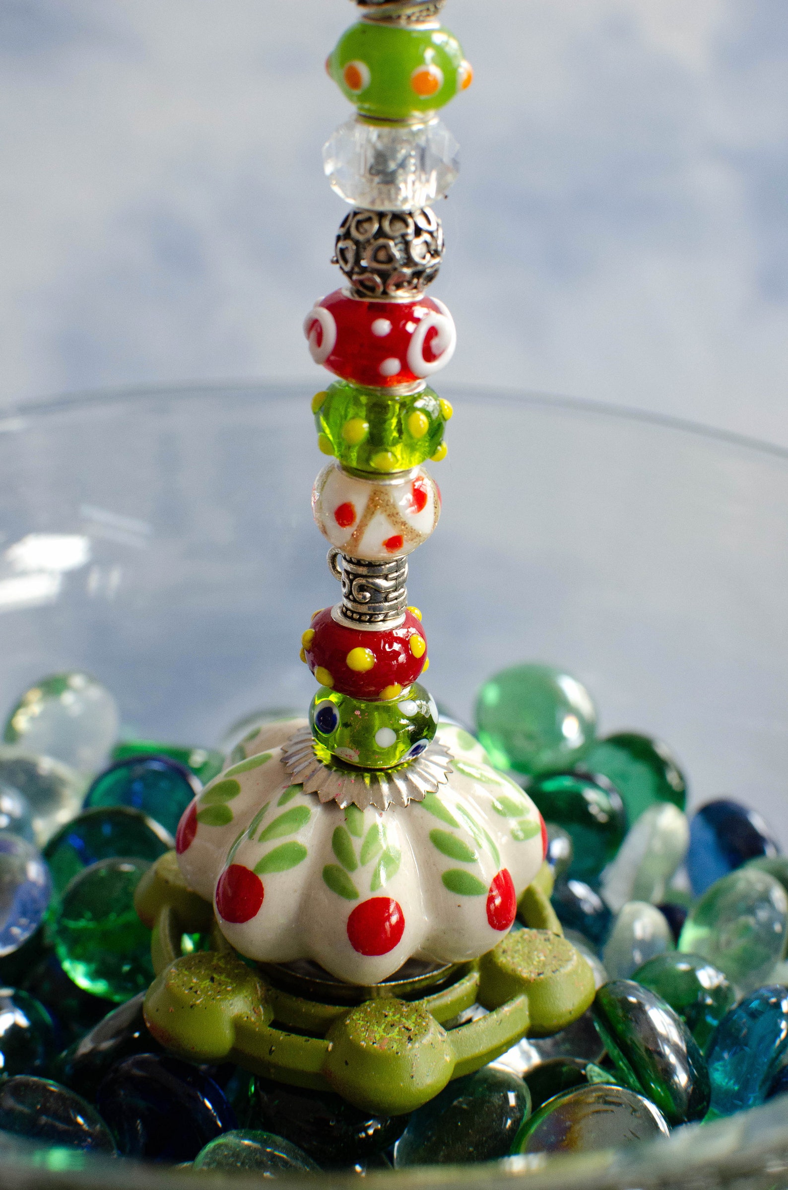 Unique Whimsical Beaded Wands With Colorful Knobs & Hose Valves – Red ...