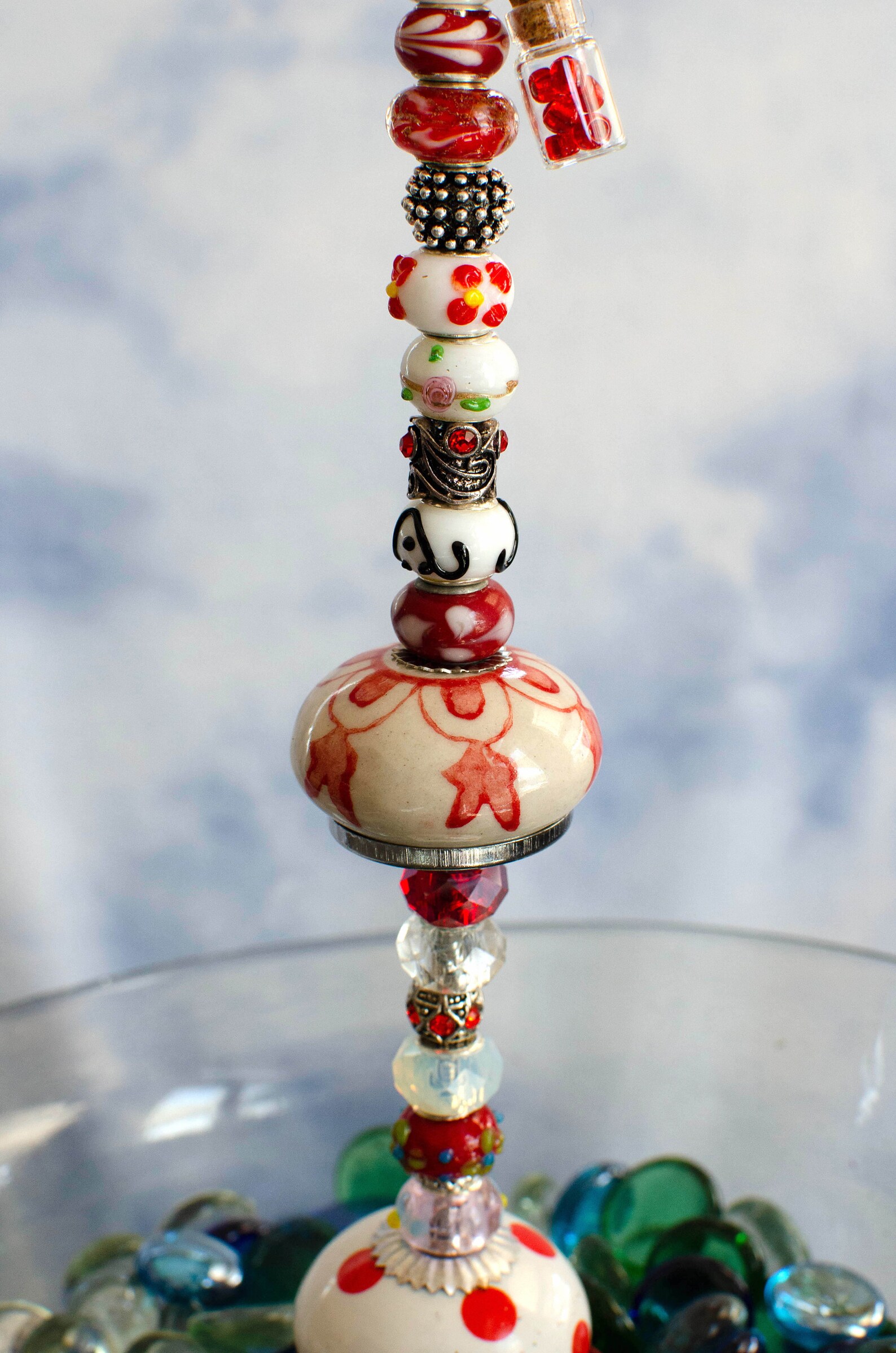 18 Unique Whimsical Beaded Garden Wands With Colorful Knobs & Hose ...