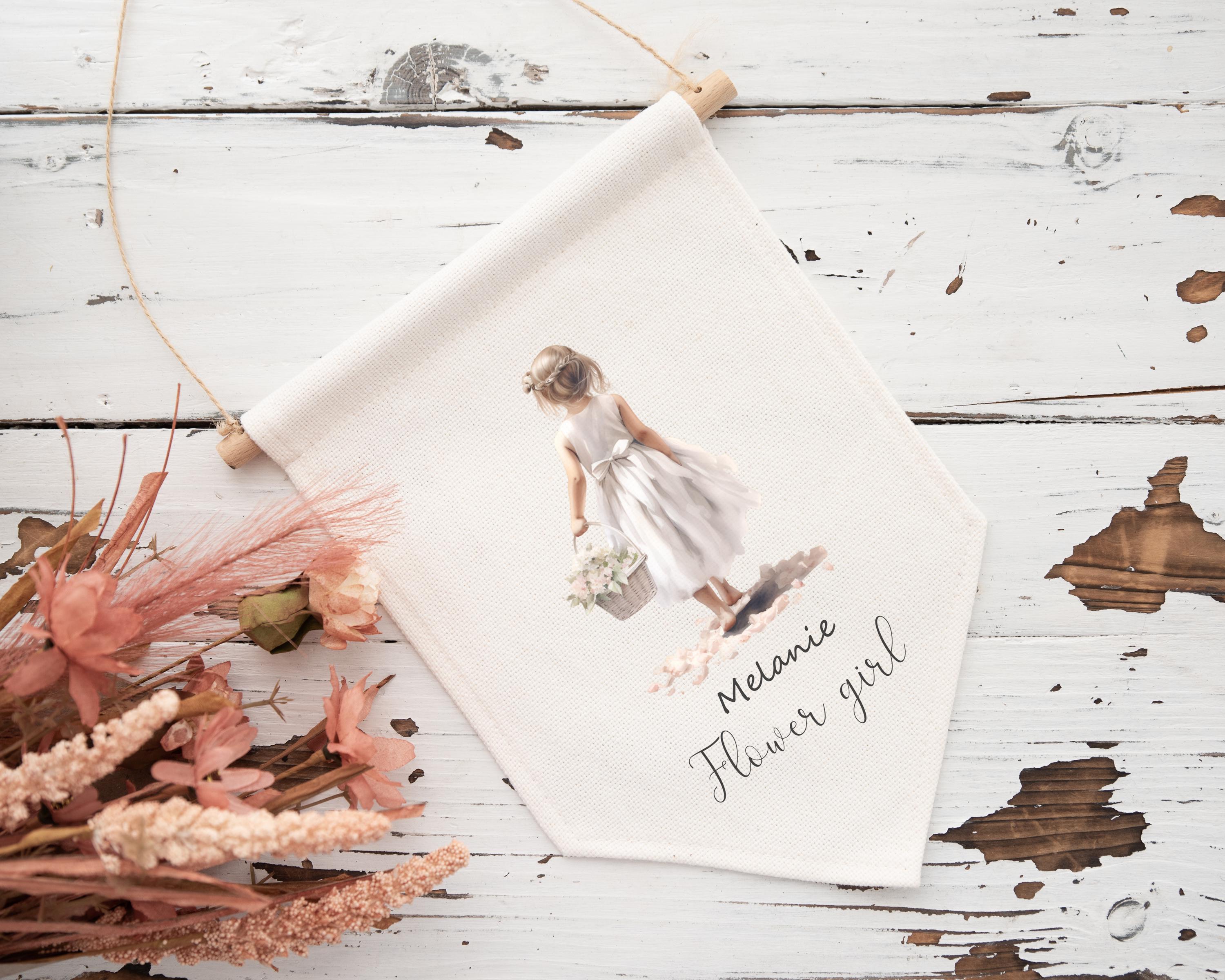 Personalised Wedding Flag | Custom Bridesmaid Sign | Bespoke Flower ...
