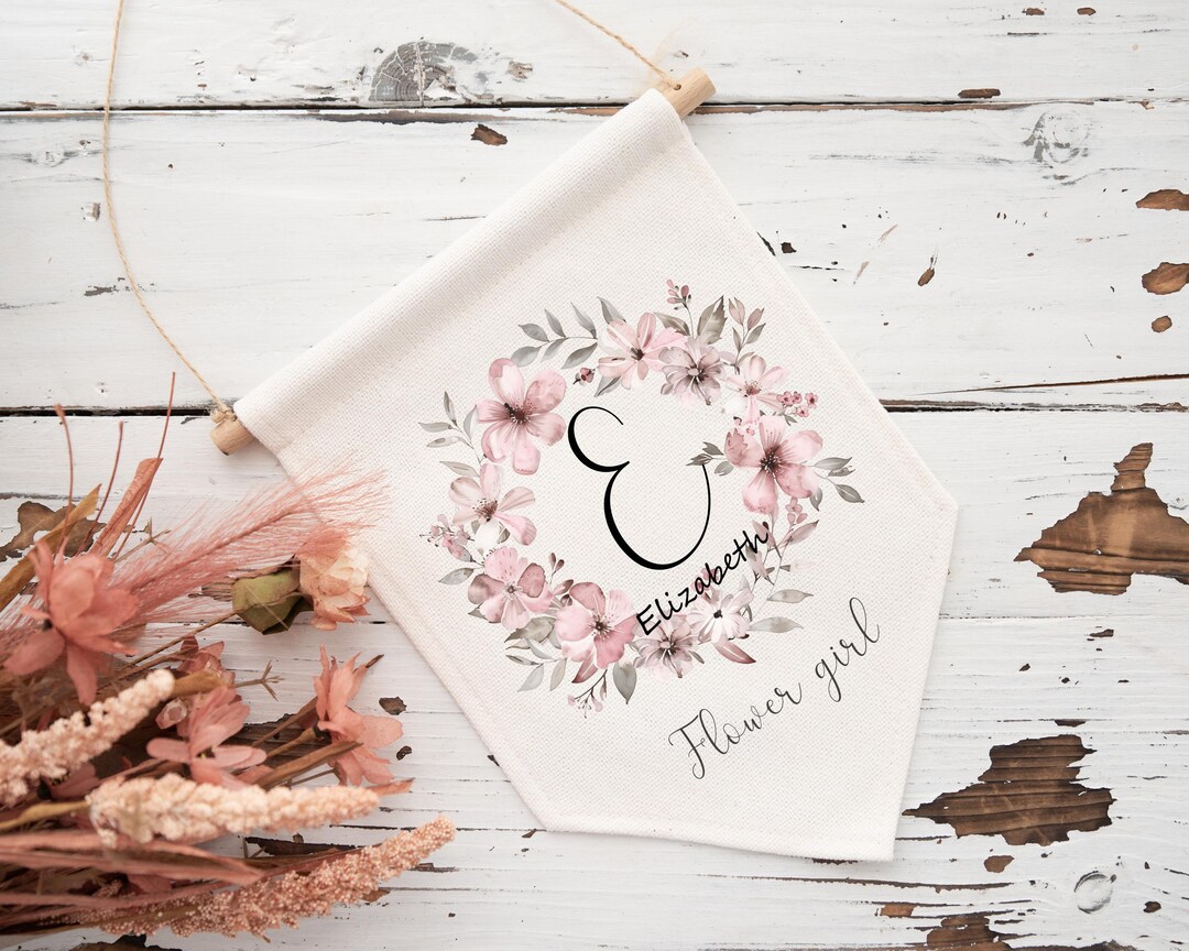 Personalised Wedding Flag | Custom Bridesmaid Sign | Bespoke Flower ...