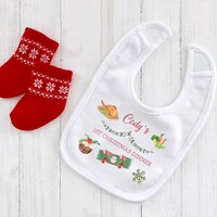 Personalised My First Christmas Embroidered Baby Bib - Etsy UK