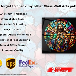 Jesus Mural Glass Painting, Christ Glass Art, Mosaic Jesus Wall Art ...