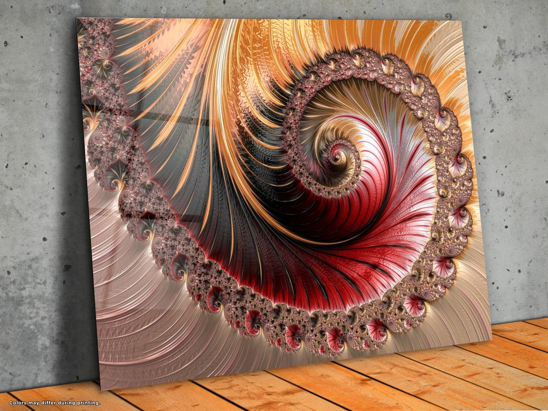 Fractal Tempered Glass Wall Art: Abstract Panoramic Print - Etsy