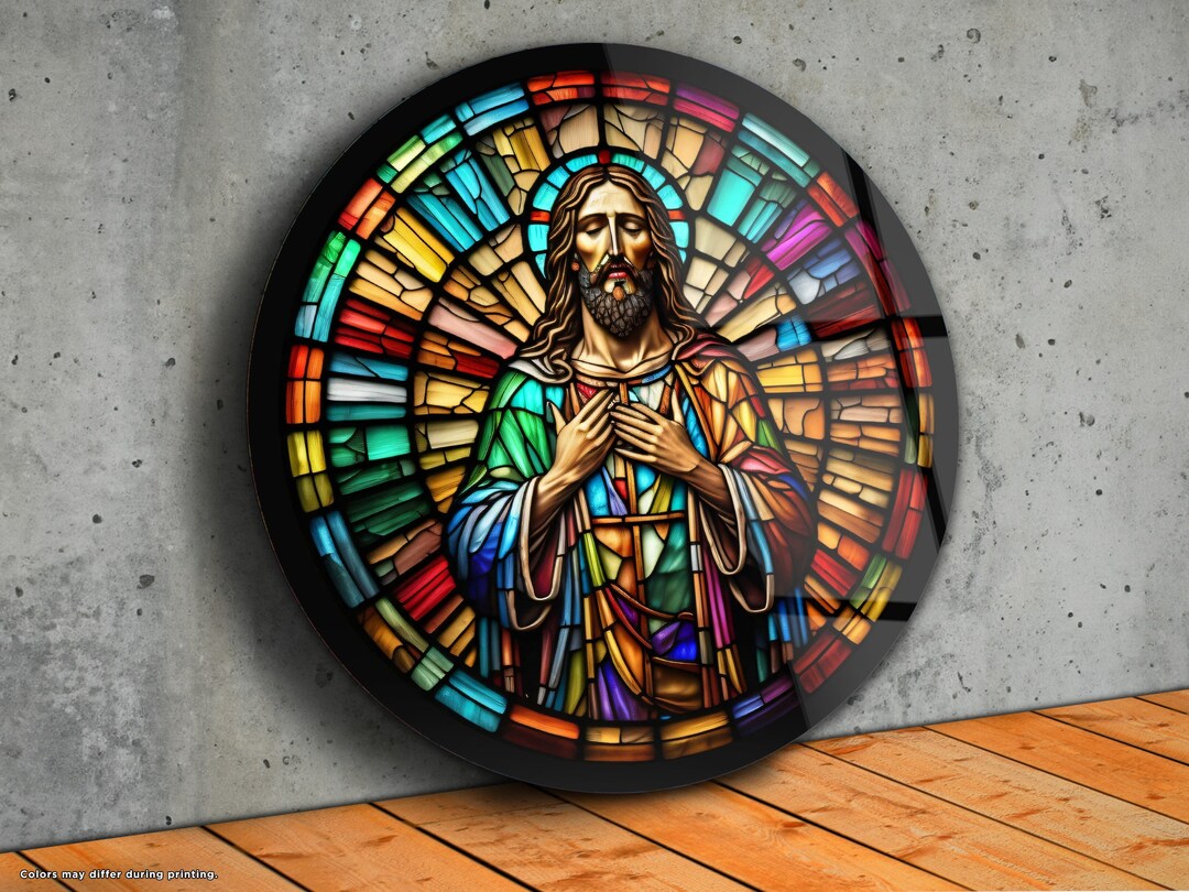 Jesus Mural Glass Painting, Christ Glass Art, Mosaic Jesus Wall Art ...