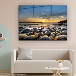 Sunset Glass Art, Sea Landscape Wall Art, Tempered Glass Art, Modern ...