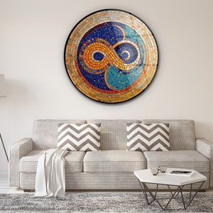 Infinity Symbol Glass Wall Art-round Ancient Mosaic-modern Art-round ...