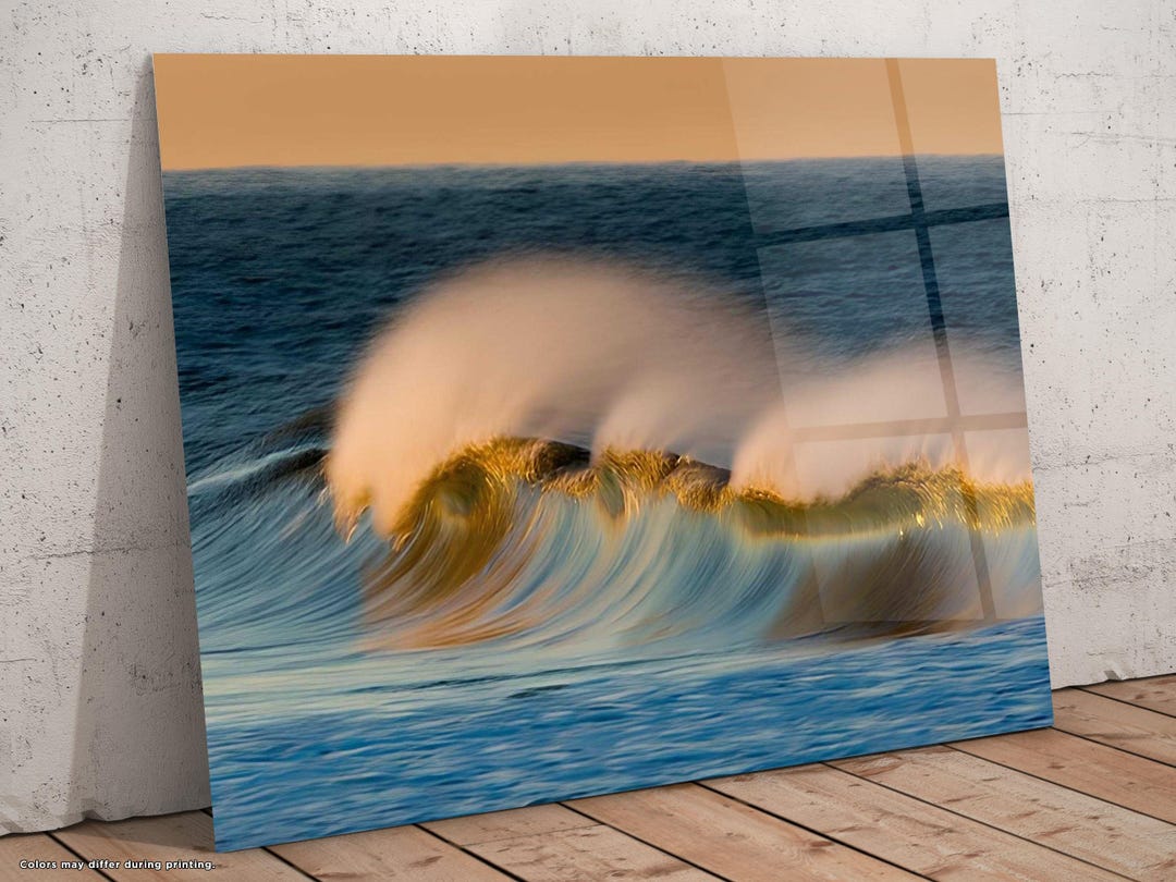 Ocean Wave Glass Art, Glass Painting, Large Glass Wall Art, Panoramic ...