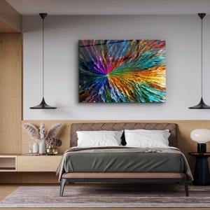 Colored Glass Wall Art, Multicolor Wall Decor, Watercolor Glass Panel ...