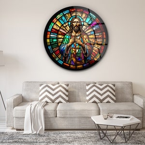 Jesus Mural Glass Painting, Christ Glass Art, Mosaic Jesus Wall Art ...