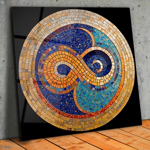 Infinity Symbol Glass Wall Art-round Ancient Mosaic-modern Art-round ...