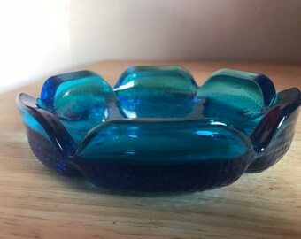 Blue glass ashtray | Etsy