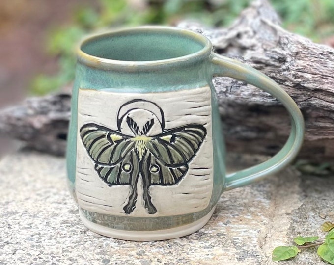 Luna Moth Mug. Moon Phases. Pottery. Ceramics. Handmade. | Etsy