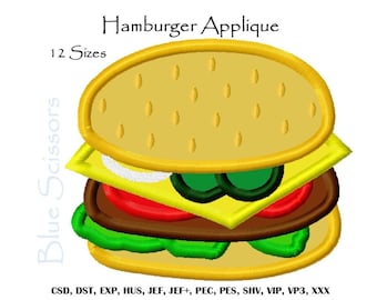 Hamburger Applique Machine Embroidery Design - Etsy