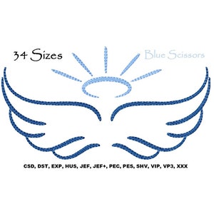 Angel Wings With Halo Embroidery Design Angel Wings - Etsy